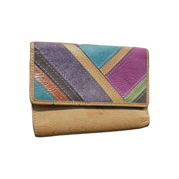 Fossil | Bags | Fossil Wallet Vintage 9s Leather Patchwork Trifold ...